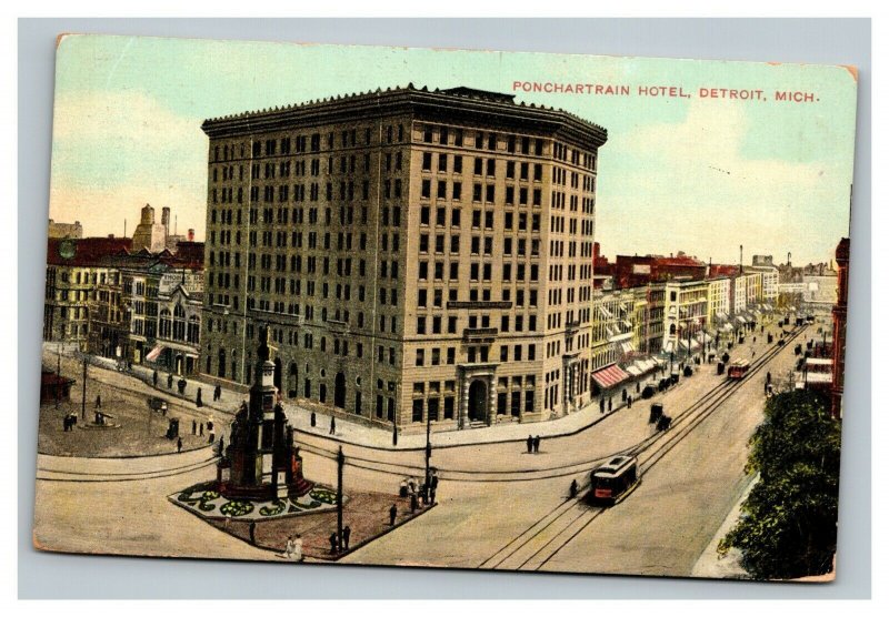 Vintage 1909 Advertising Postcard Ponchartrain Hotel Detroit Michigan ...