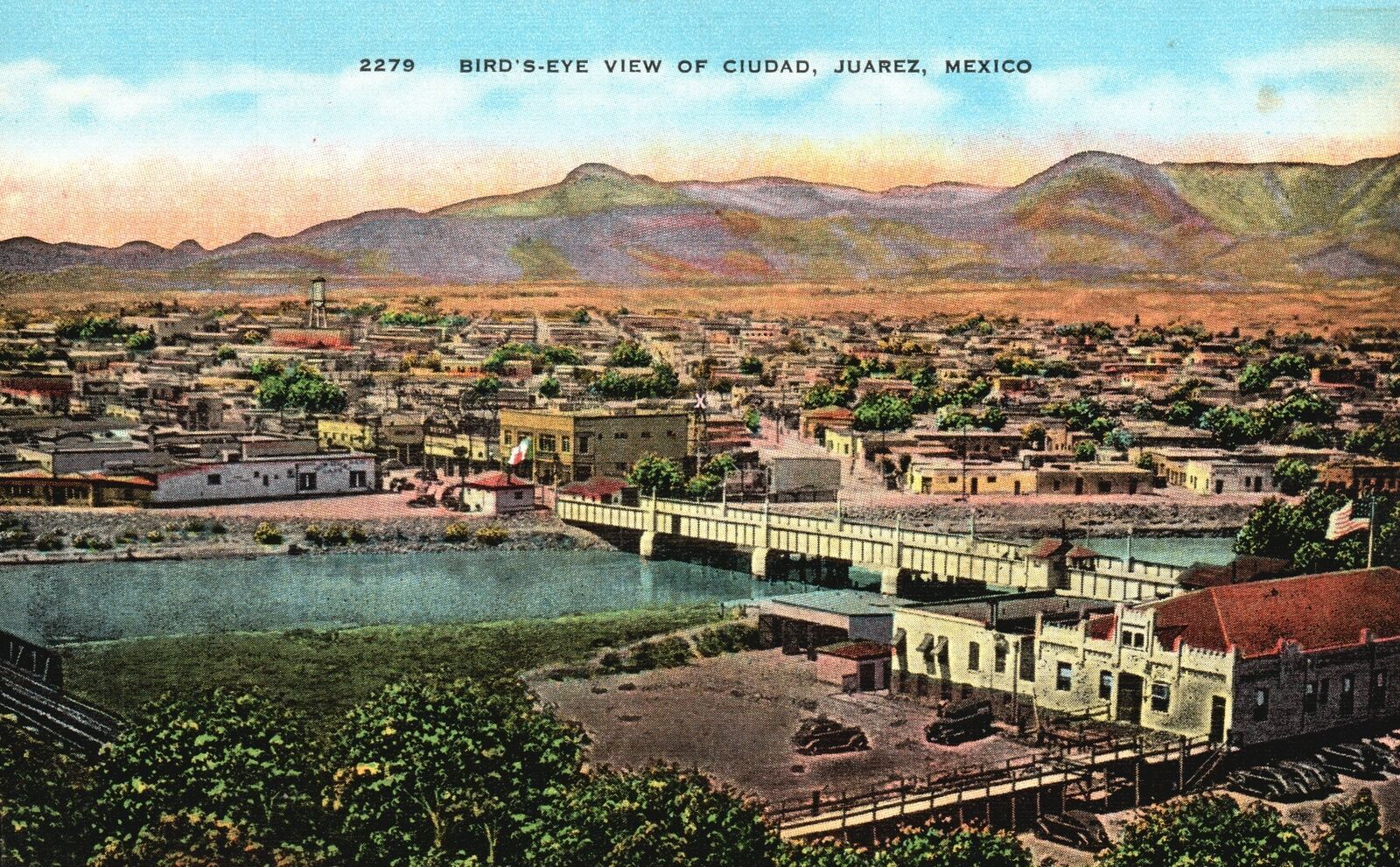 Vintage Postcard 1930's Bird's Eye View of Ciudad Juarez City Mexico MX ...