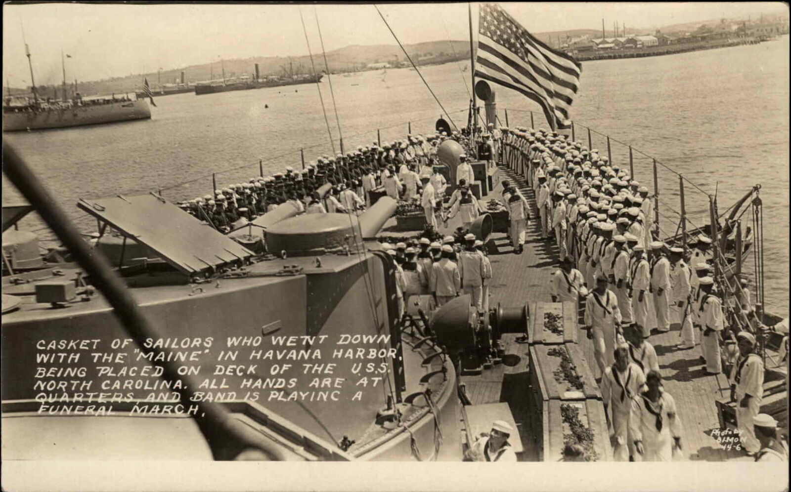 Havana Cuba Sinking USS Maine Naval Ship Casket of Sailors Photo ...