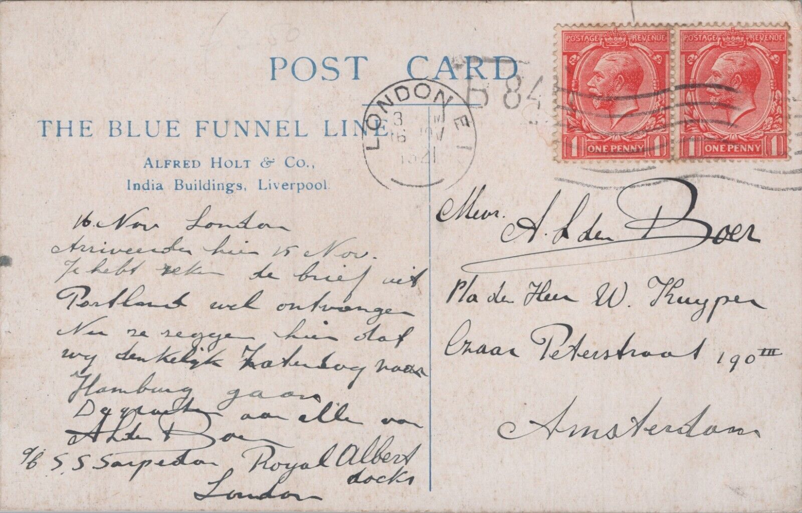 The Blue Funnel Line Alfred Holt & Co Steamship Vintage Postcard B227 ...