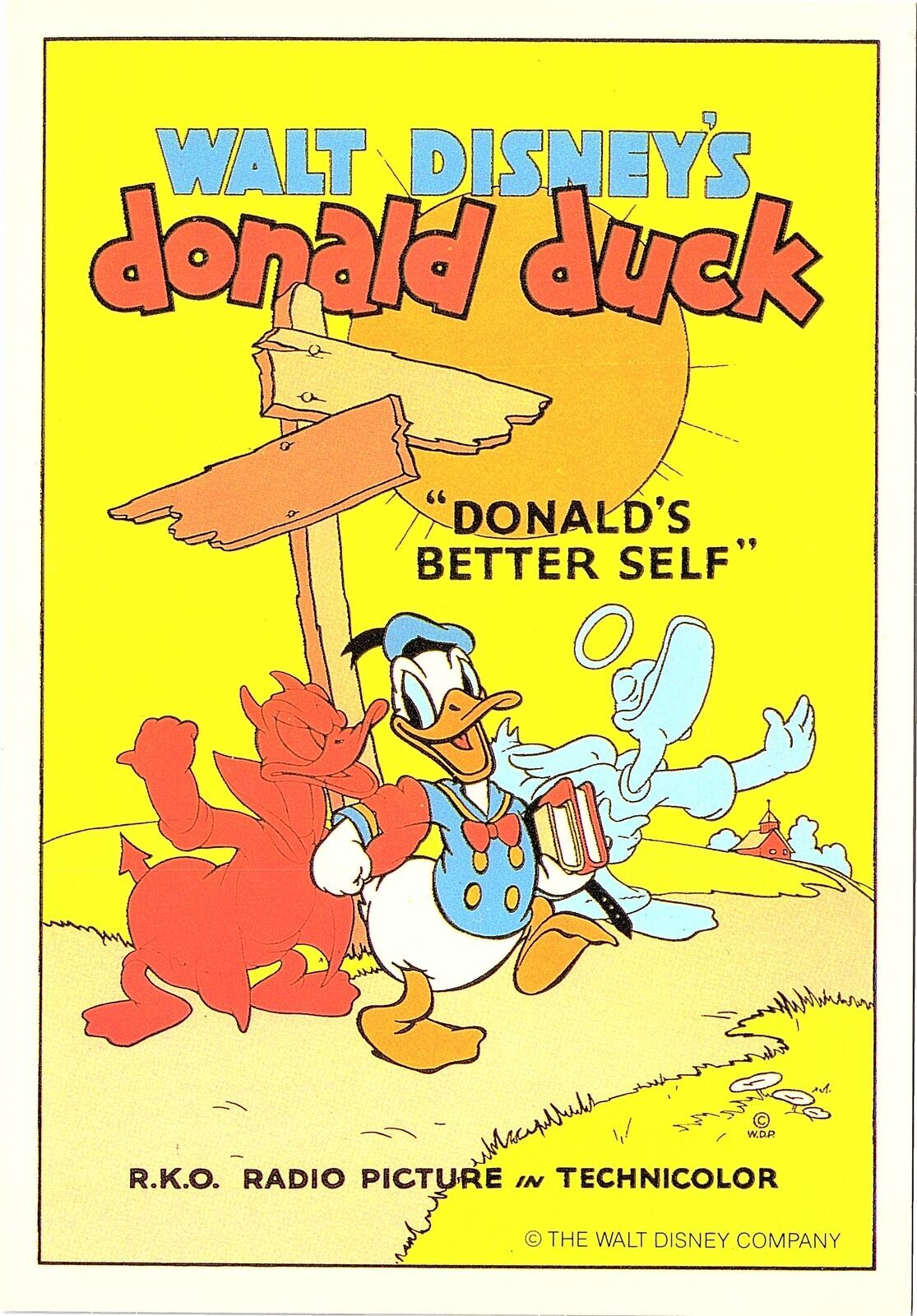 Vintage Continental Size Postcard "Donald's Better Self" Donald Duck ...