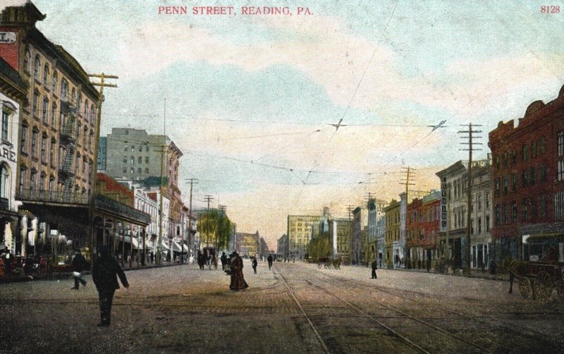Reading Pennsylvania PA, Penn Street, View Horse Pulled Cart, Vintage ...