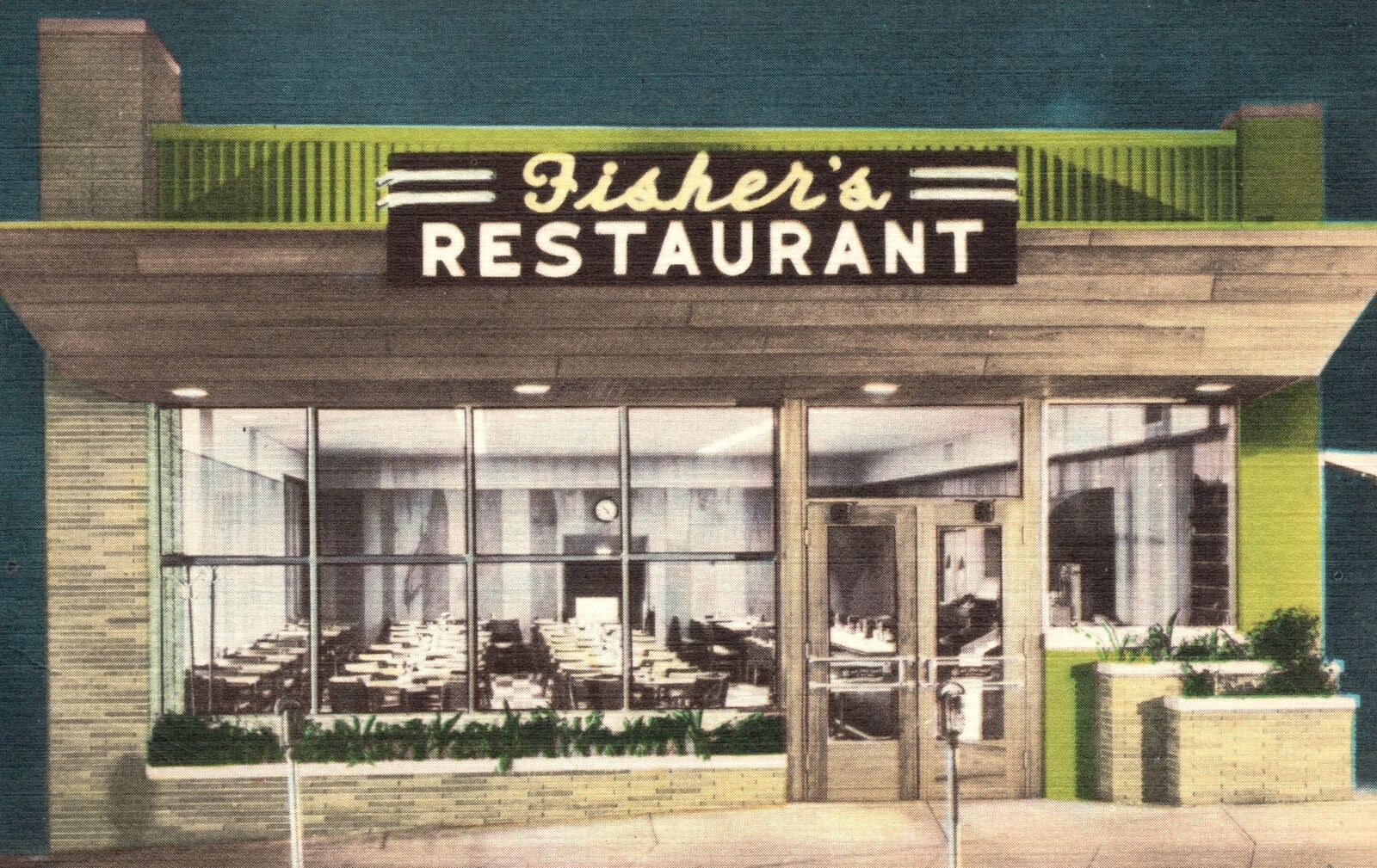 Vintage Postcard Front View Of Fisher's Restaurant On Circle Sebring ...