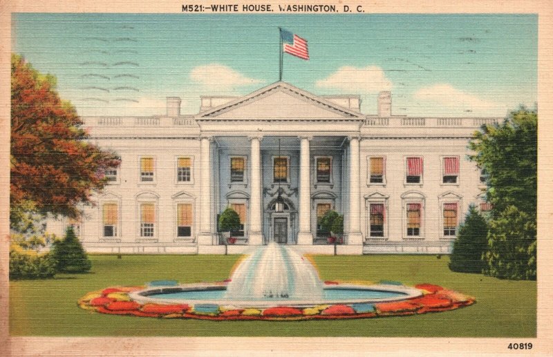 Vintage Postcard 1941 White House Home Of The Presidents Building ...