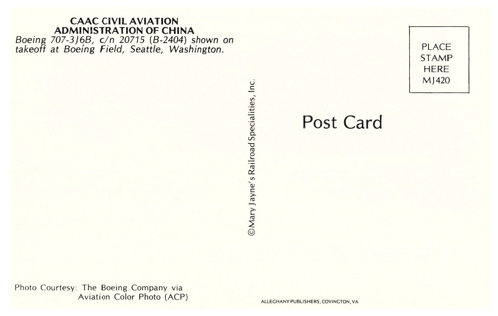 CAAC Civil Aviation Administration of China Boeing 707 Airplane ...