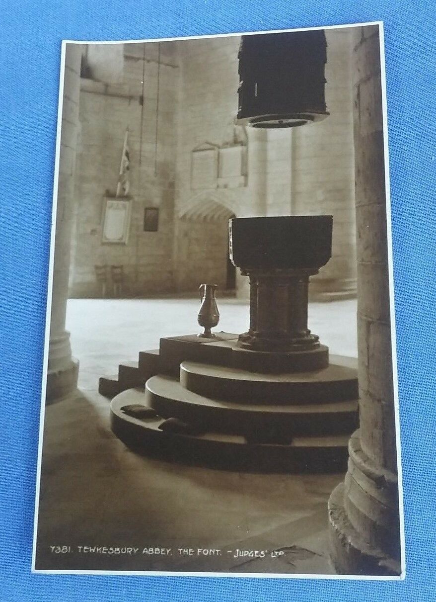 Vintage Judges Postcard Tewkesbury Abbey The Font A1C | Europe - United ...