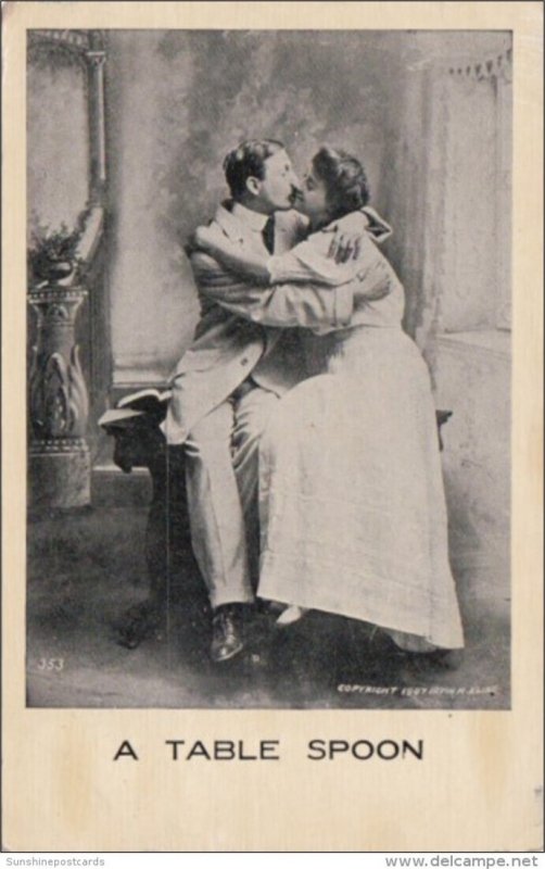 Romantic Couple Kissing A Table Spoon 1909 | Topics - People - Couples ...