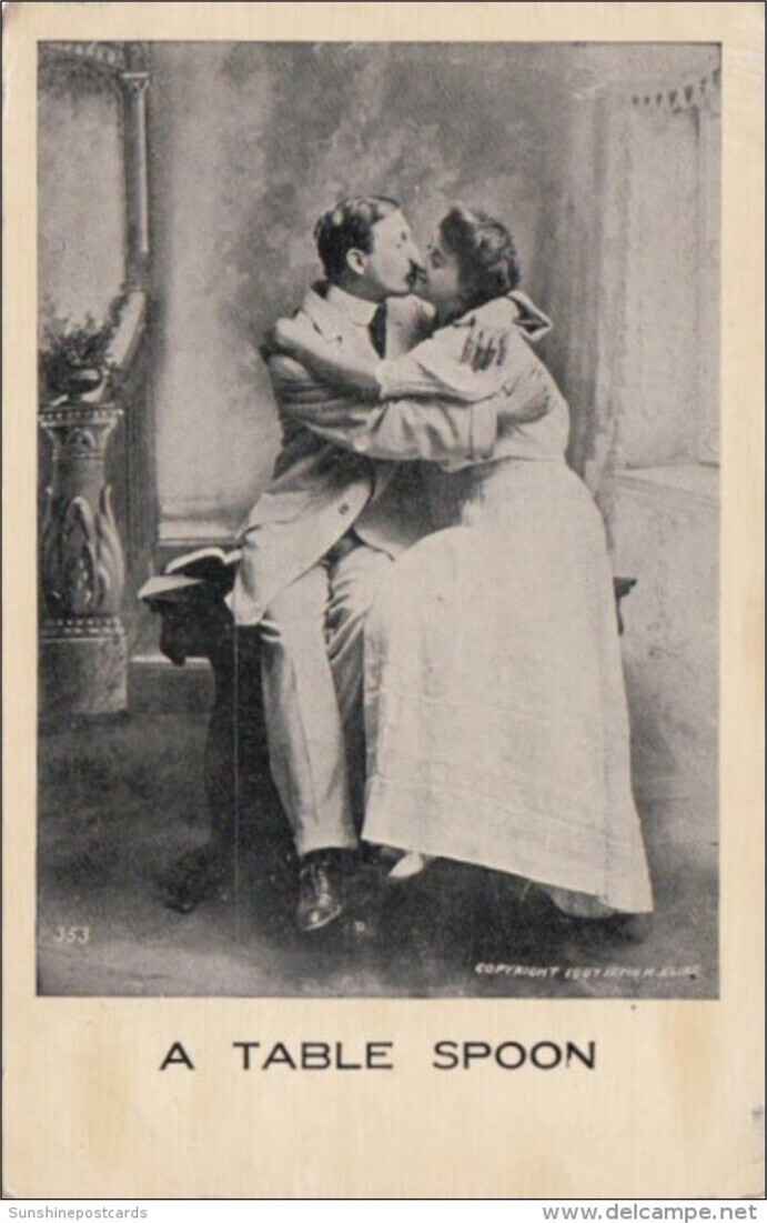 Romantic Couple Kissing A Table Spoon 1909 | Topics - People - Couples ...