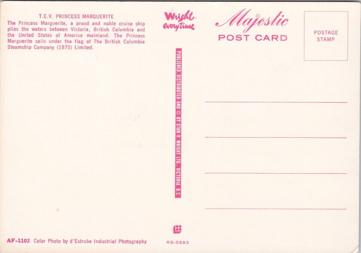 TEV 'Princess Marguerite' Ship Pacific Northwest Unused Continental ...