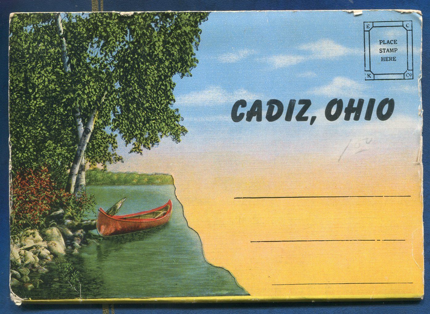 Cadiz Ohio oh 1940s court house Main street Piedmont Dam postcard ...