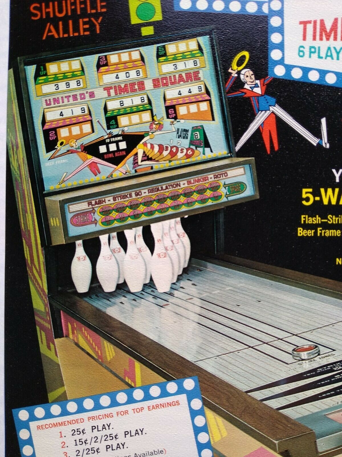 Times Square Arcade FLYER Original 1971 NOS Shuffle Alley Game Art ...
