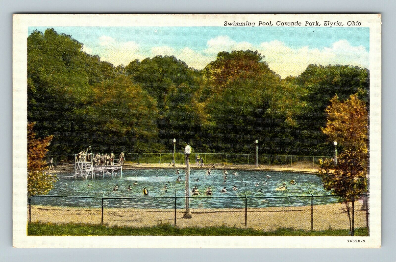 Elyria OH-Ohio, Cascade Park Swimming Pool, Swimmers, Vintage Postcard ...