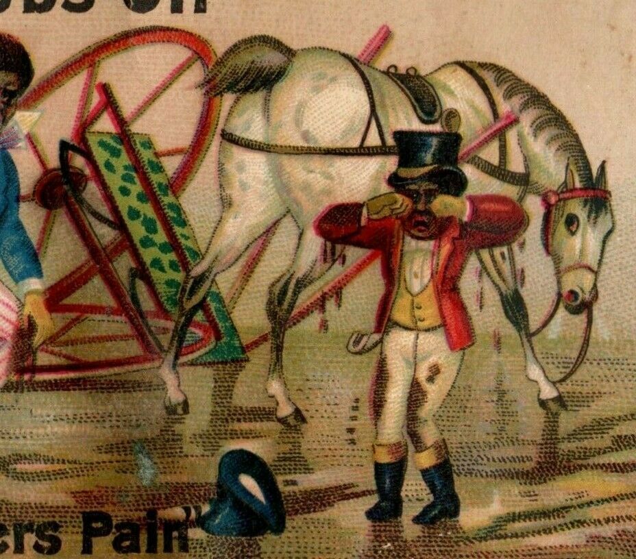 1880s St. Jacobs Oil Upturned Cart Horse Crying Jockey Blue Grass ...