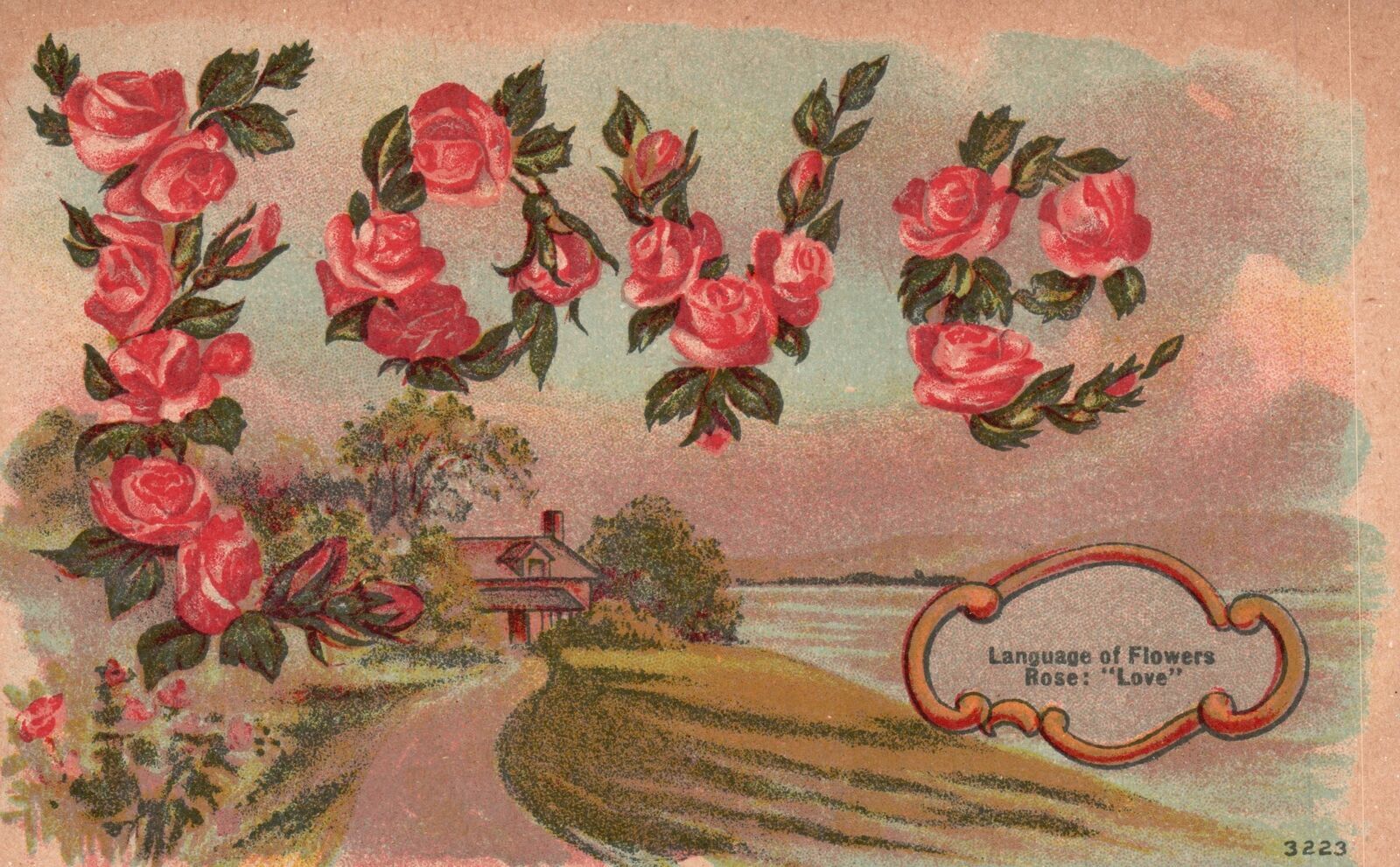 Vintage Postcard 1910's Language Of Flowers Rose Means Love | Other ...