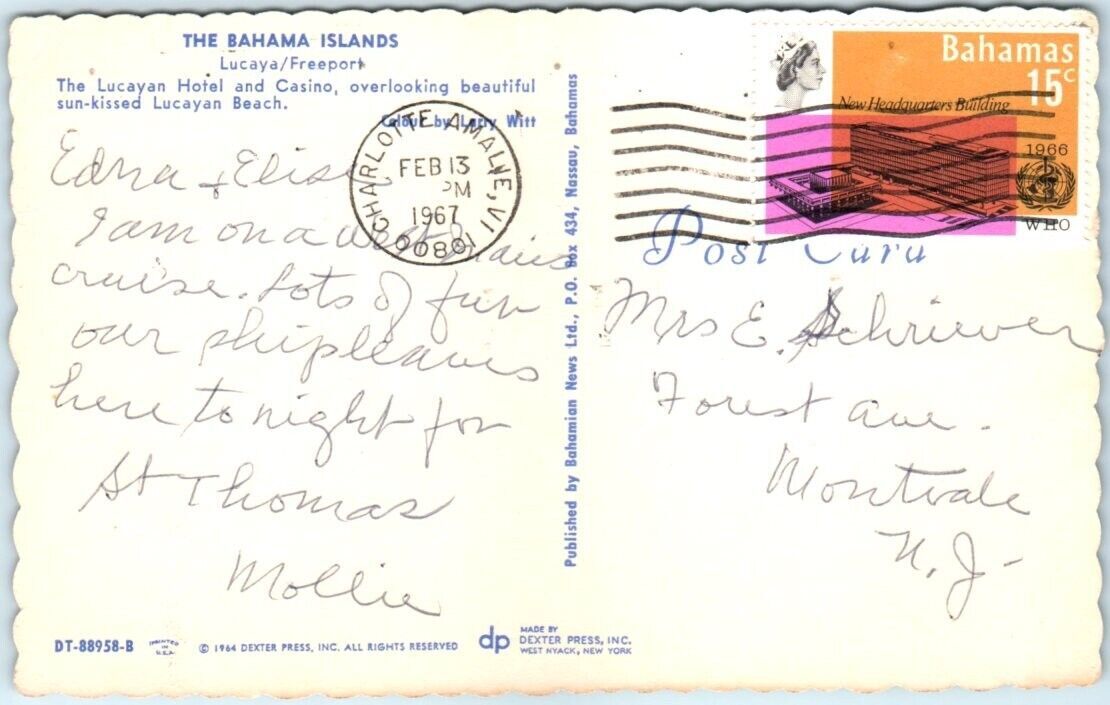 Postcard - The Lucayan Hotel and Casino, The Bahama Islands - Freeport ...