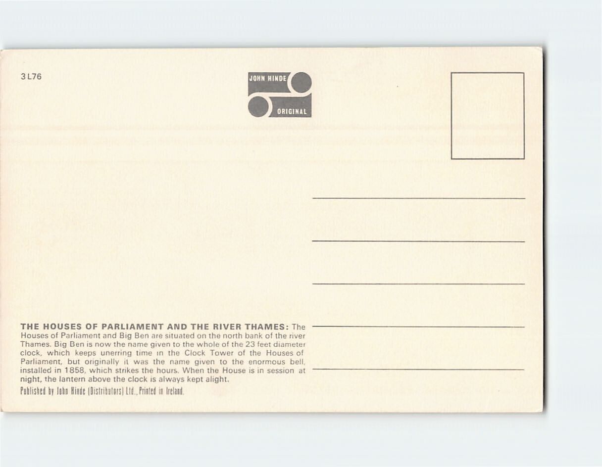 Postcard The House of Parliament and Westminster Bridge, London ...