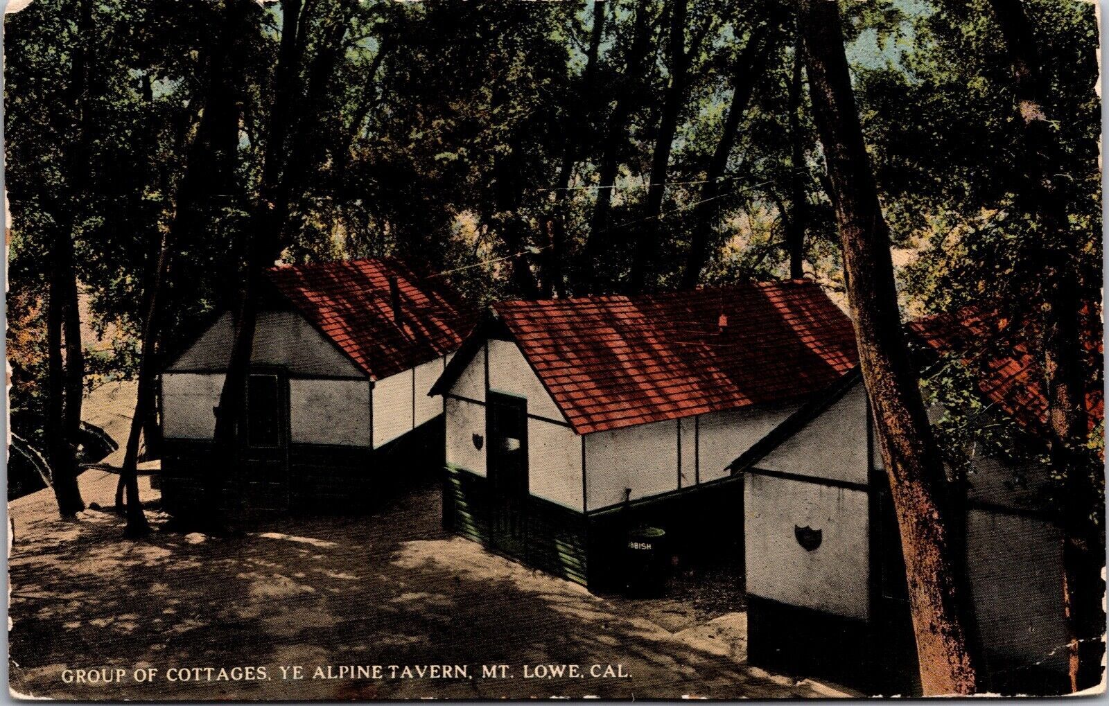 Postcard Group of Cottages, Ye Alpine Tavern in Mt. Lowe, California ...