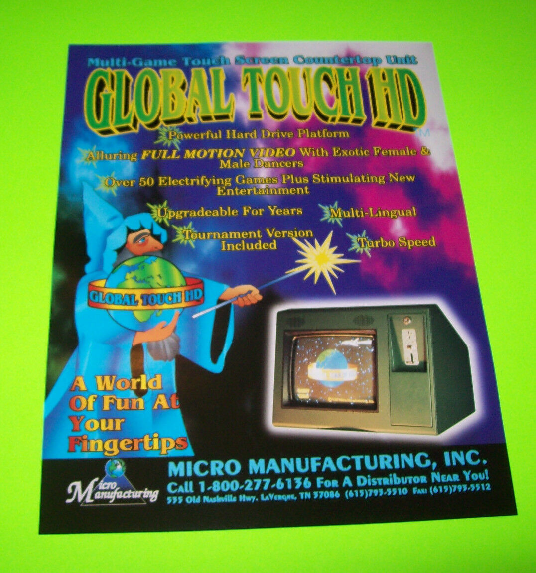 Global Touch HD Original NOS Video Arcade Game Machine Sales Flyer ...