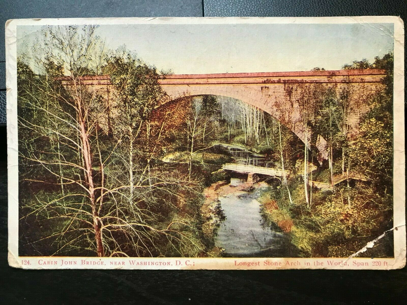 Vintage Postcard 1905 Cabin John Bridge Longest Stone Arch 220 Ft. Wash ...