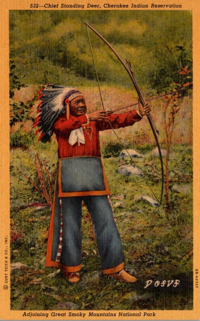 North Carolina Cherokee Indian Reservation Chief Standing Deer Curteich ...