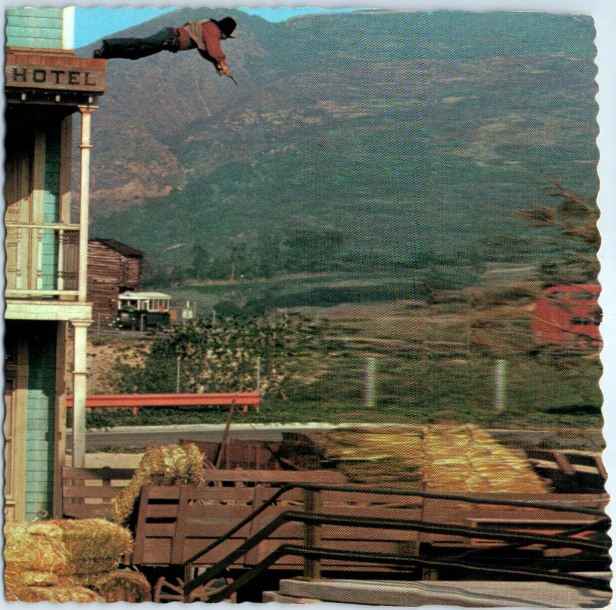 Postcard - Stuntman action in amphitheater, Universal Studios ...