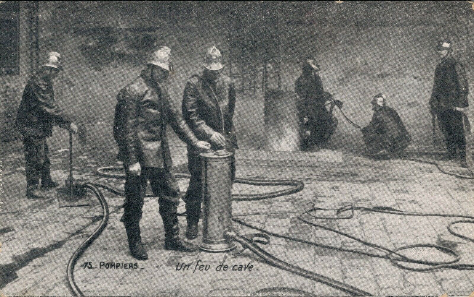 France Sapeurs Pompiers Paris Firefighter Pumping Water Vintage ...