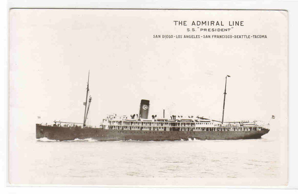 SS President Steamer Ship Admiral Line Los Angeles Seattle 1920s ...