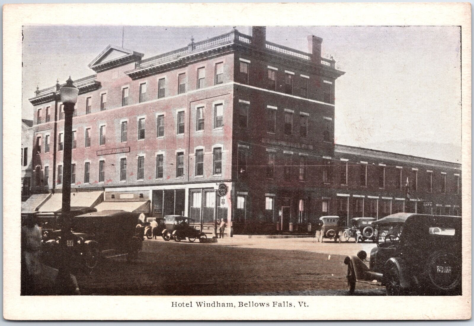 Vintage Postcard Hotel Windham and Street Scene at Bellows Falls ...