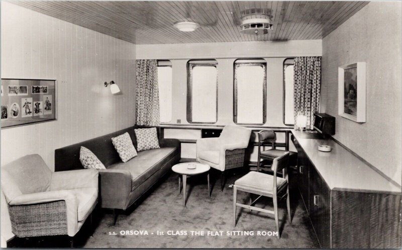 SS 'Orsova' Ship Steamship Flat Sitting Room Unused RPPC Postcard H27 ...