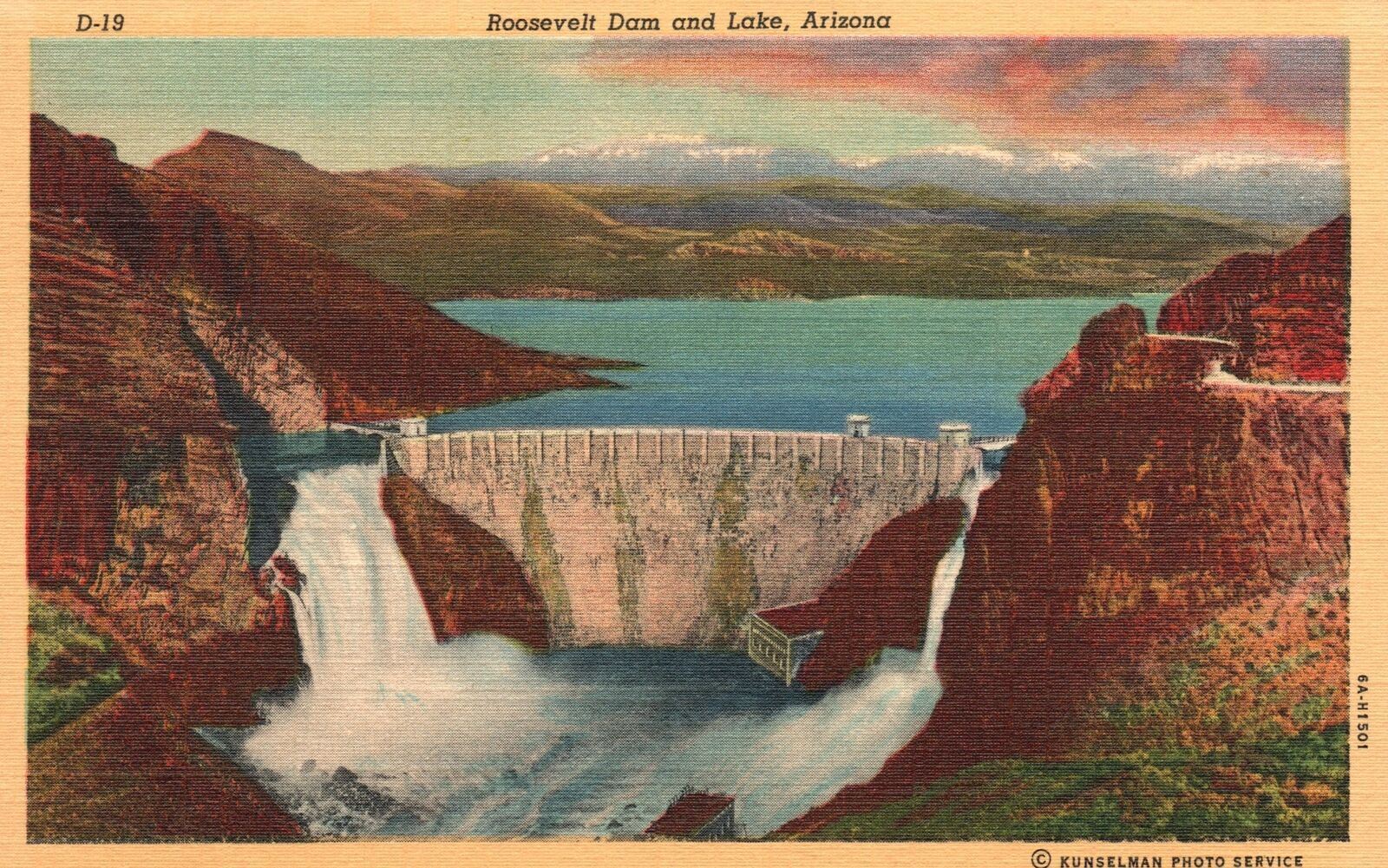 Vintage Postcard Roosevelt Dam And Lake Engineering Wonders Of The West ...
