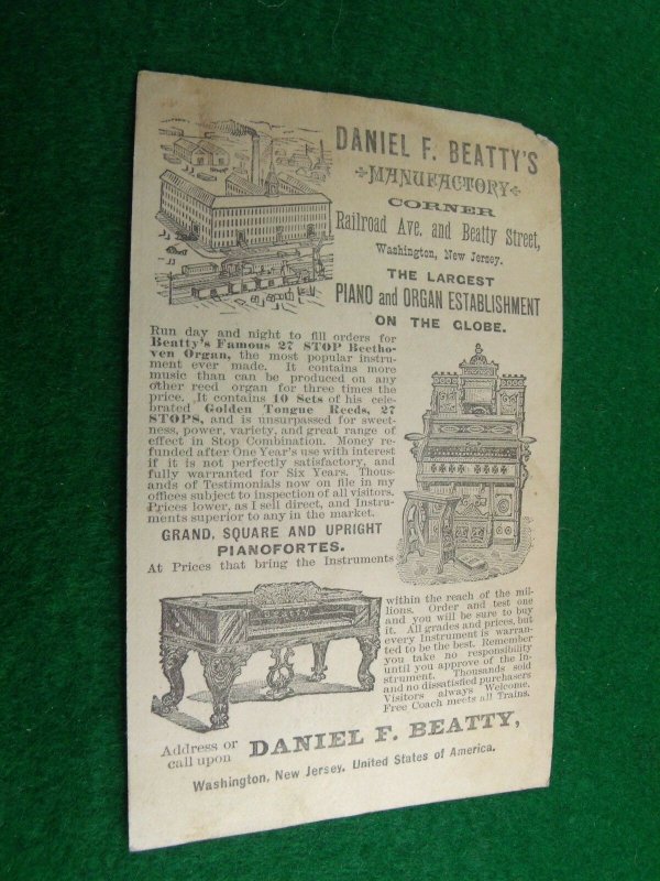 Victorian Trade Card Beatty's Organs & Pianos Upright Pianofortes ...
