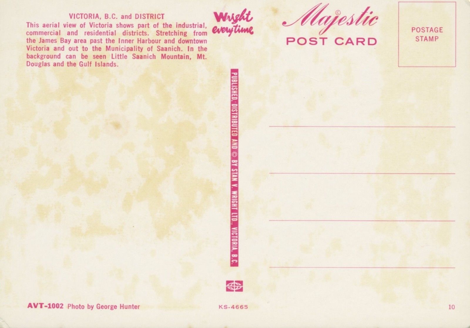 Victoria BC Aerial View James Bay Downtown George Hunter Vintage ...