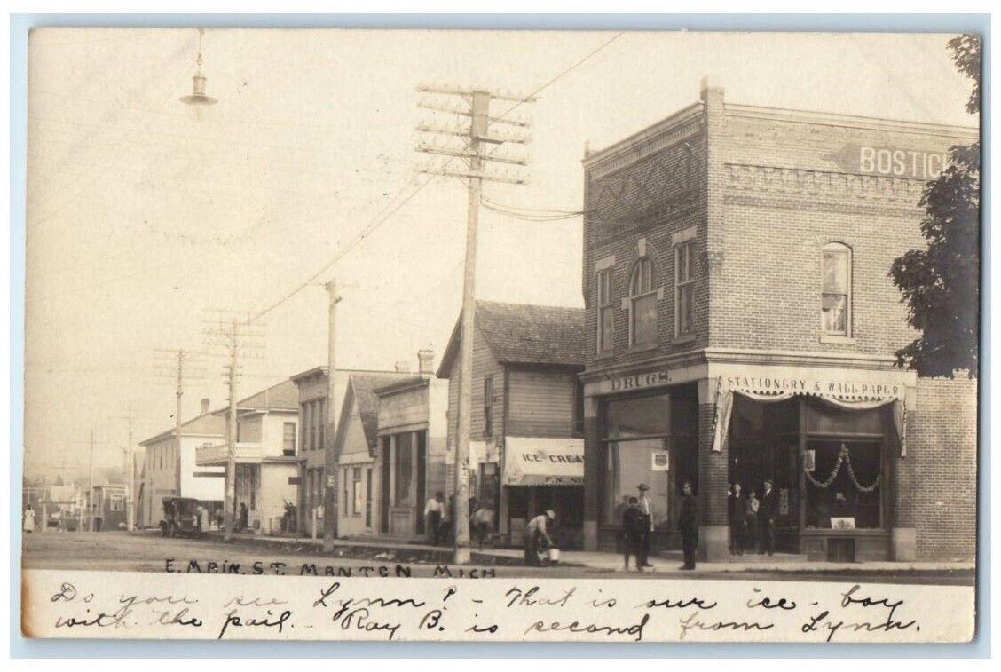 1906 East Main Street View Drug Store Ice Cream Manton MI RPPC Photo ...