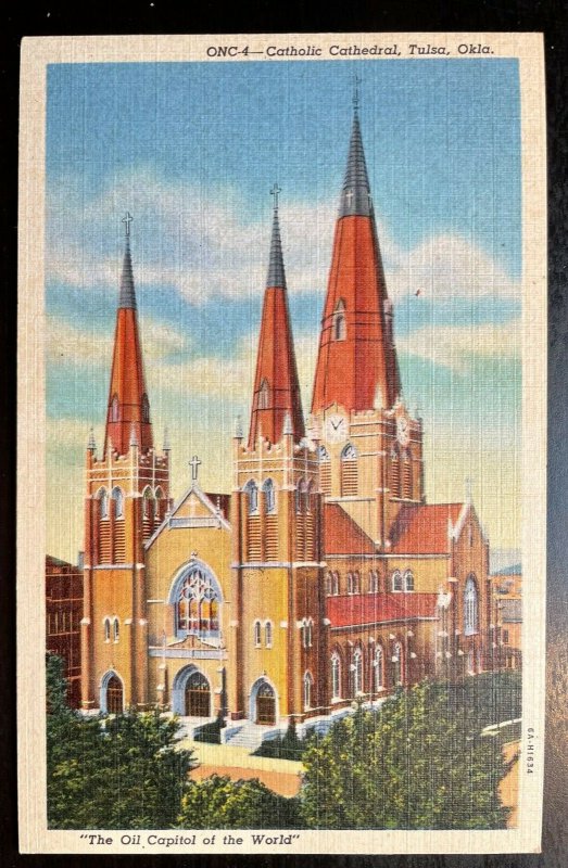Vintage Postcard 1936 Catholic Cathedral Tulsa Oil Capitol of the World ...
