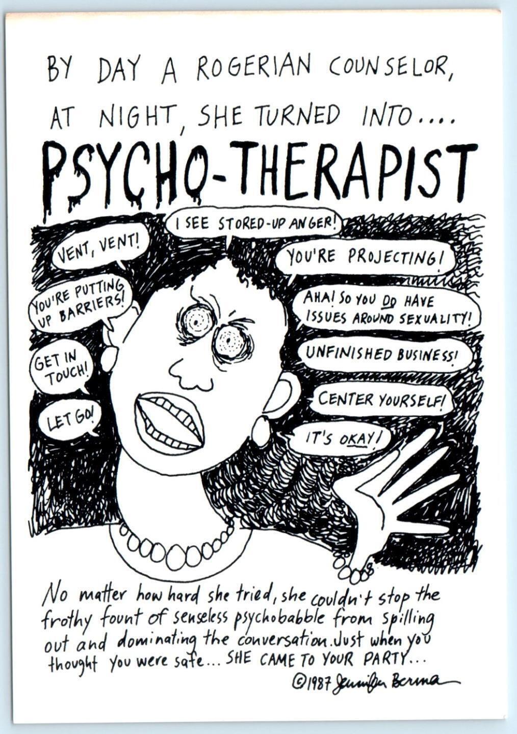 PSYCHO - THERAPIST Comic Artist JENNIFER BERMAN 1987 ~ 4"x6" Postcard ...