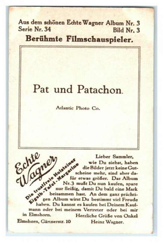 Pat und Patachon, Famous Actors, Echte Wagner German Trade Card *VT31X ...