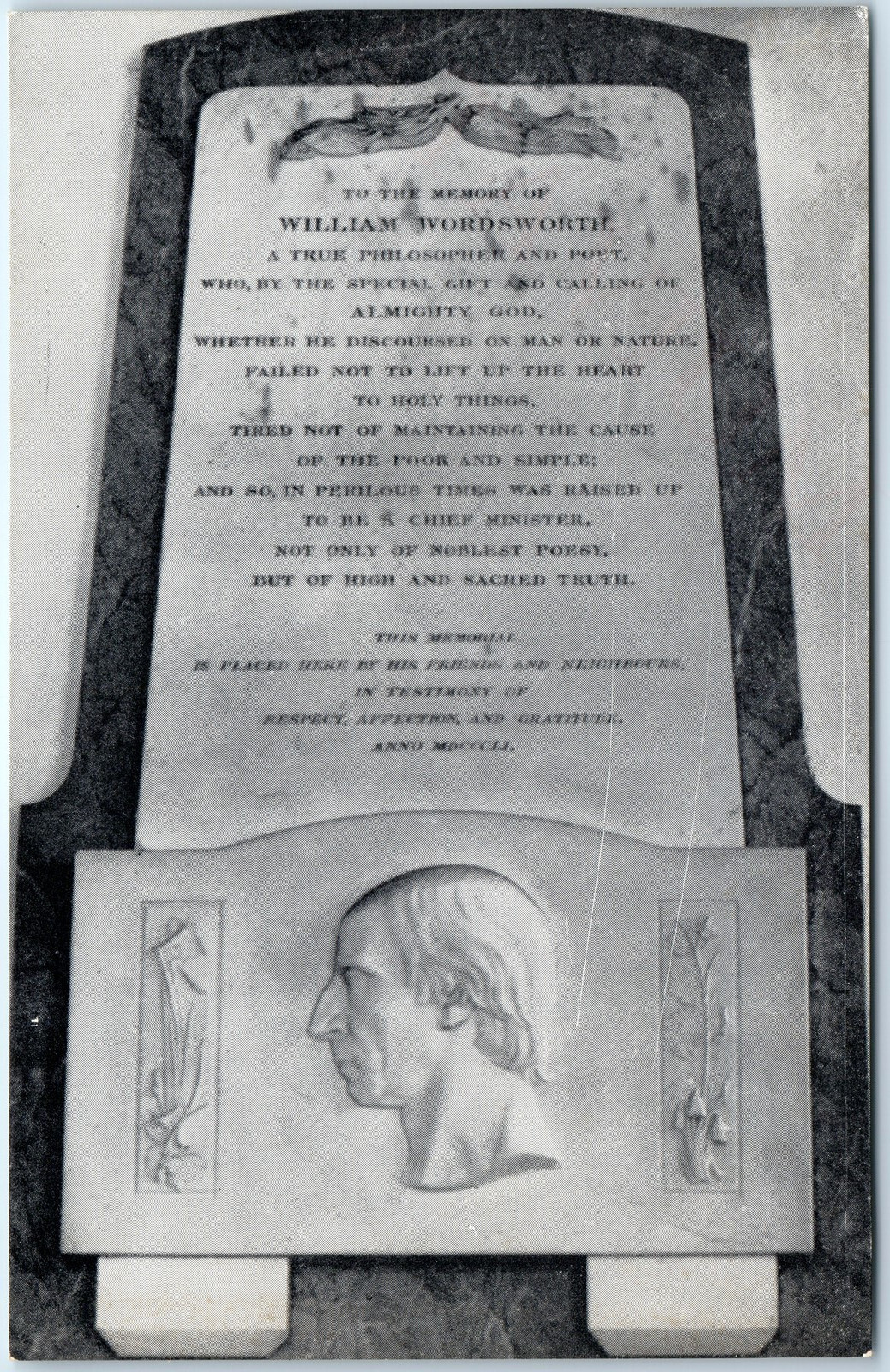 c1950s William Wordsworth Memorial Plaque PC Poet Philosopher Stone ...