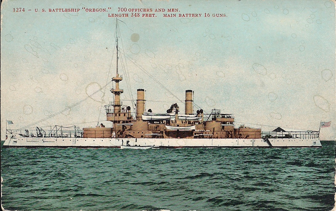 USS Oregon at Sea 1910 US Navy, Spanish American War Battleship ...