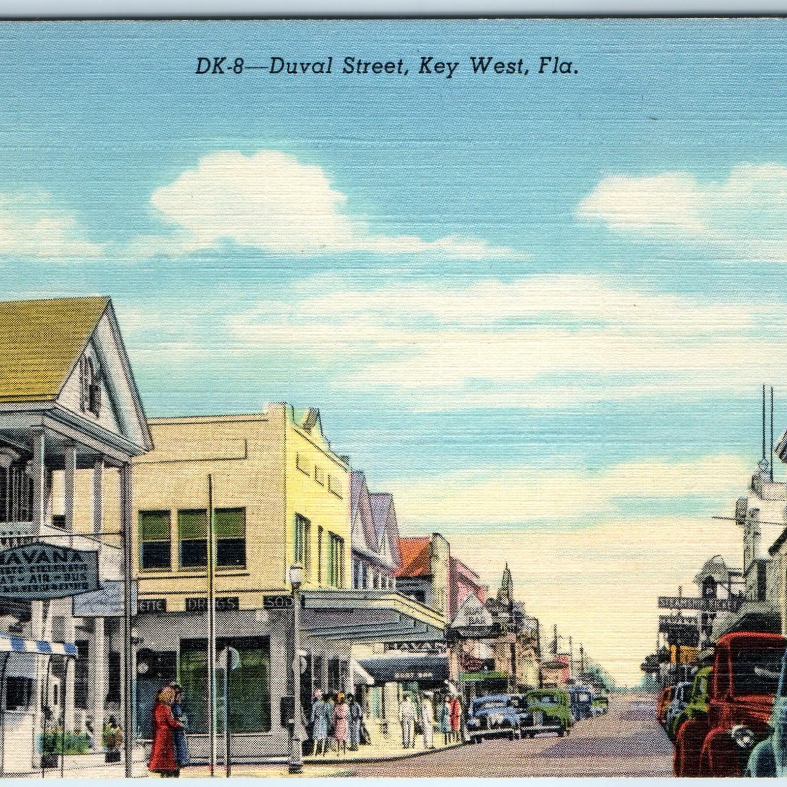 c1940s Key West, FL Duval St. Linen Postcard Hotel La Concha Cafe Shop ...