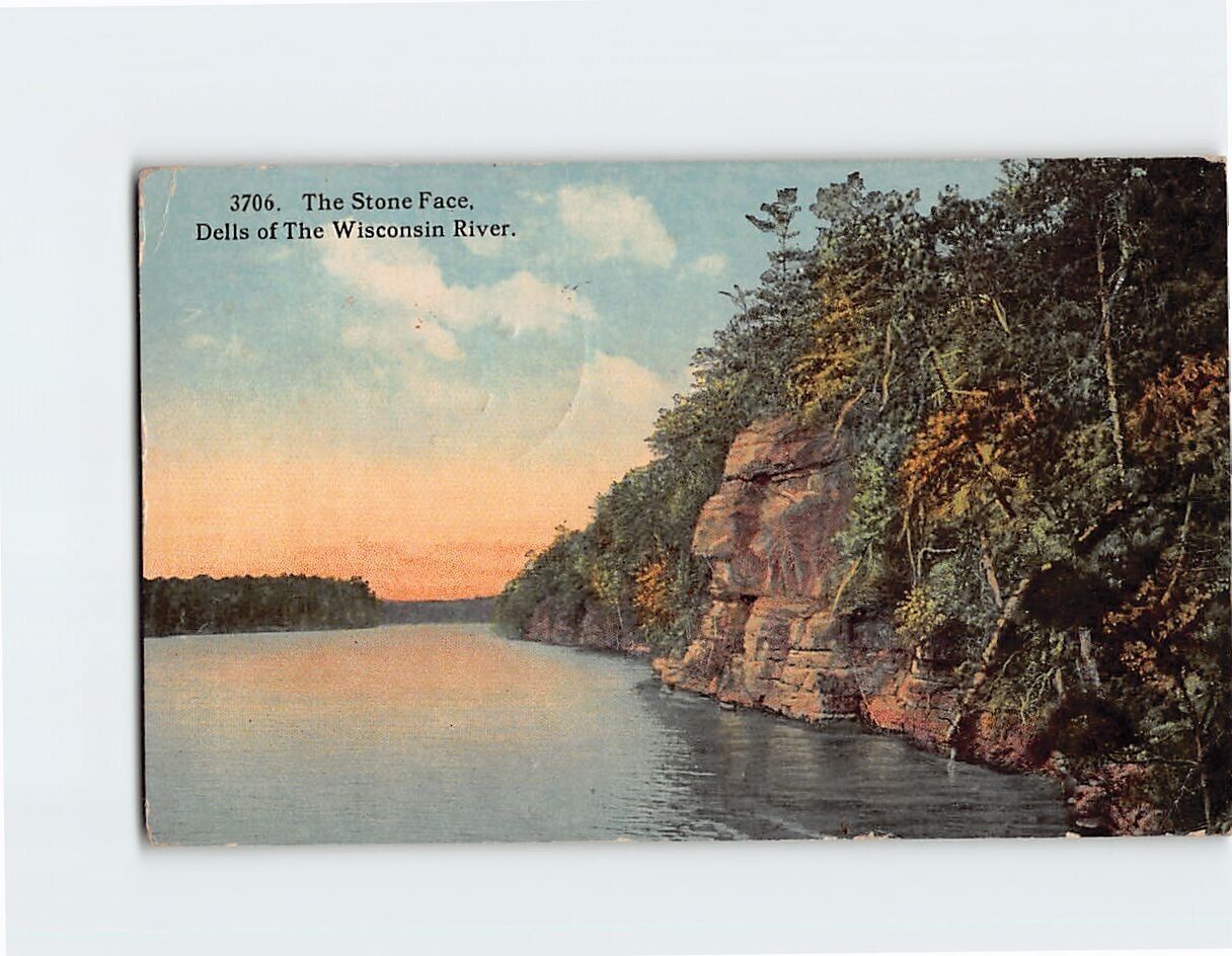 Postcard The Stone Face, Dells of the Wisconsin River, Wisconsin Dells ...
