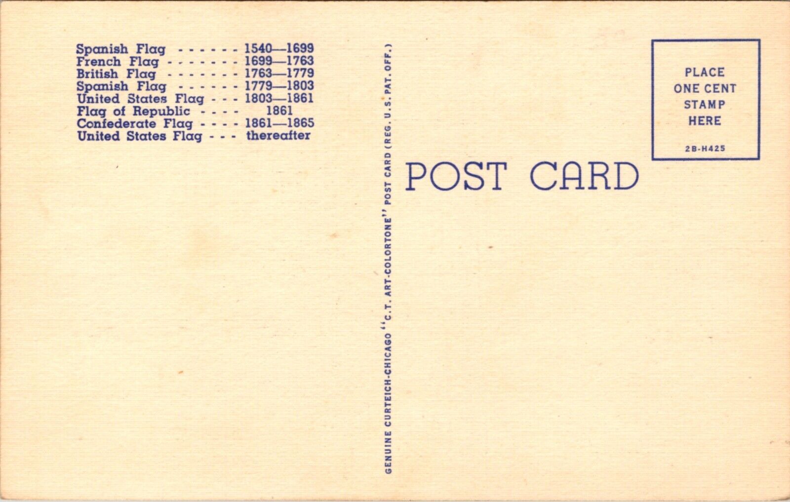 Linen Postcard Alabama The Star of the South Under Six Flags State ...