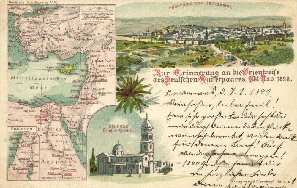 israel palestine, JERUSALEM, Church of the Redeemer, Panorama 1899 Map ...