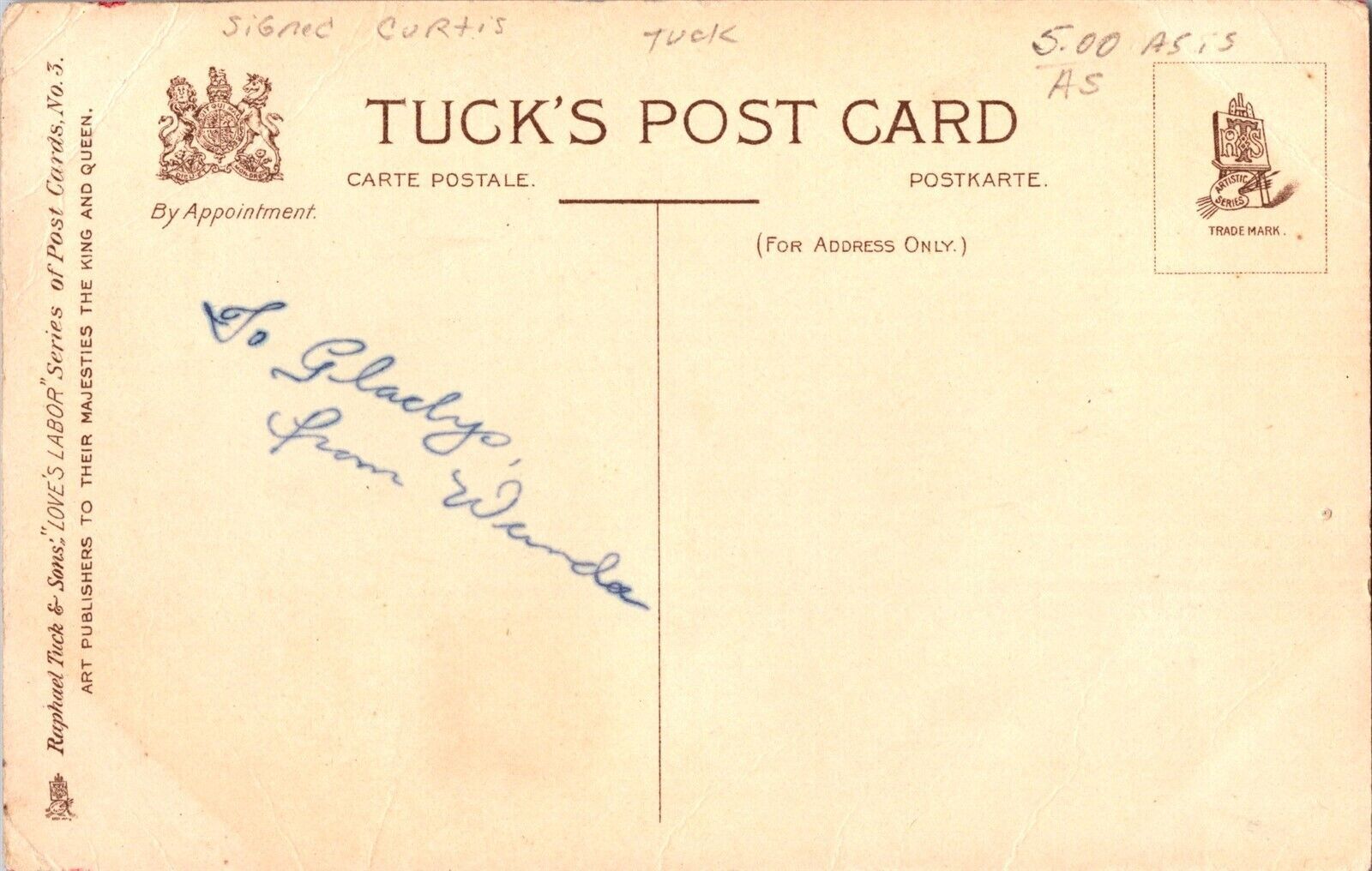 Tucks 3 Love's Labor Girl with Broom Sweel All Rivals Away Vintage ...