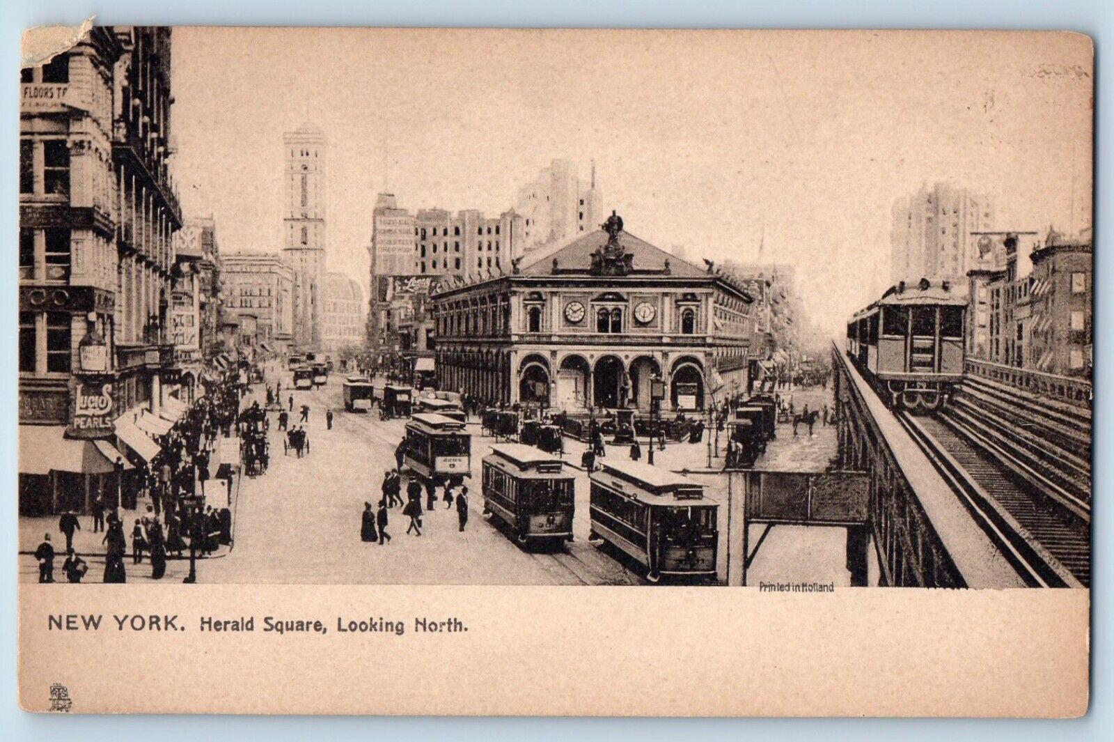 New York City Postcard Herald Square Looking North Trolley 1905 Raphael ...