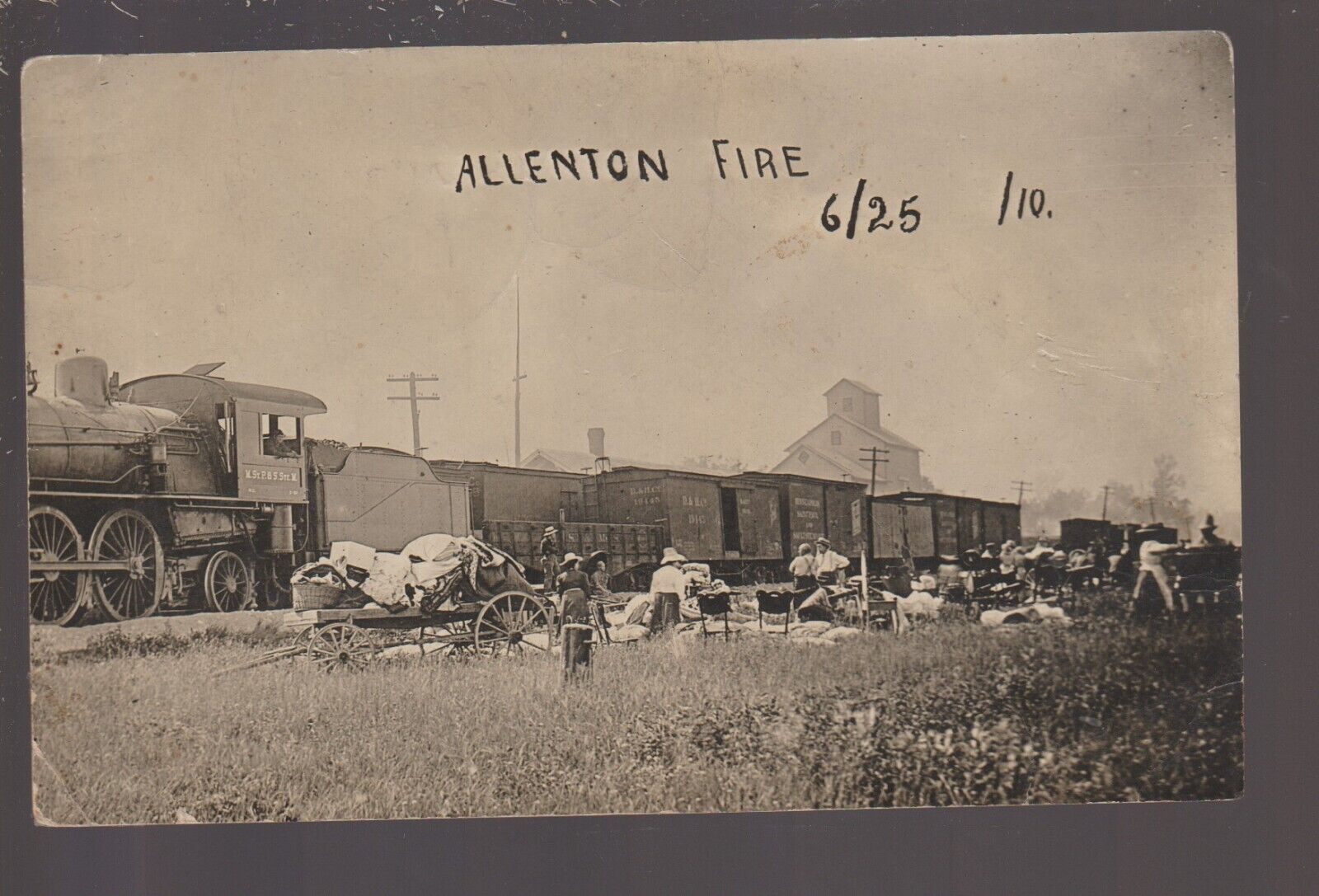 Allenton WISCONSIN RPPC 1910 TRAIN Railroad FIRE RUINS nr West Bend ...