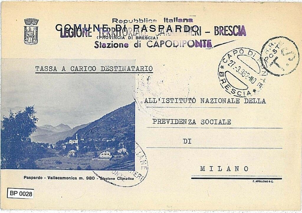 Vintage Postcard: Municipal Envelope - Brescia: Paspardoi- | Europe ...