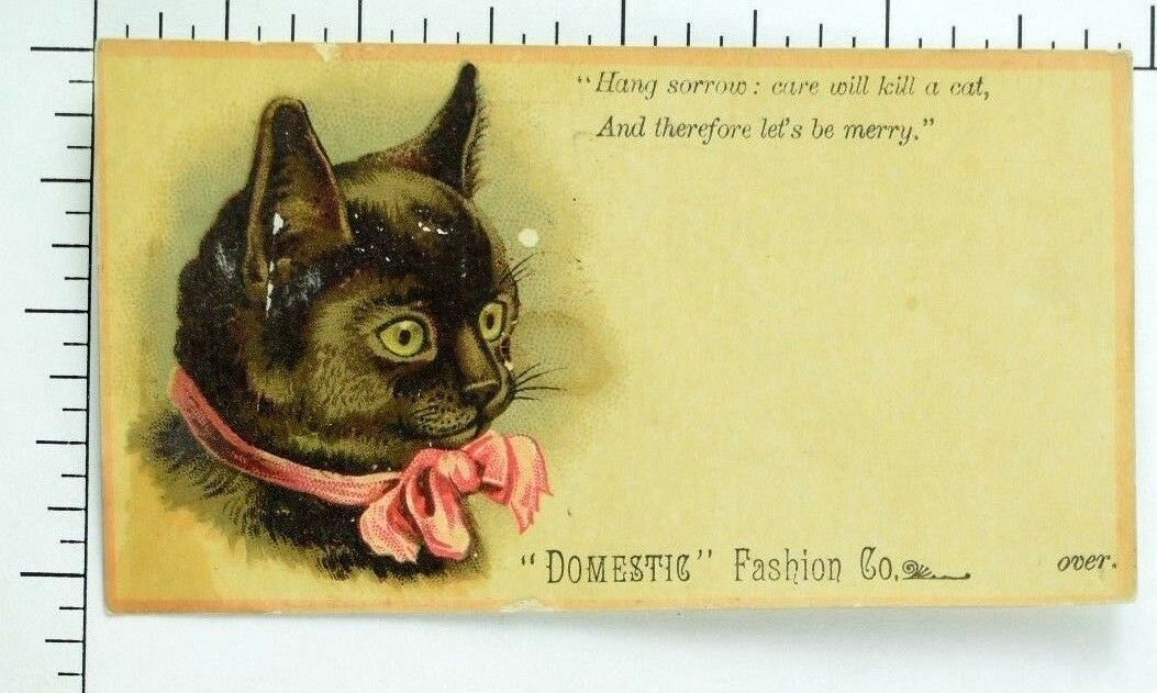 Domestic Sewing Machine Co Adorable Black Cat Pink Ribbon Poem P77 ...