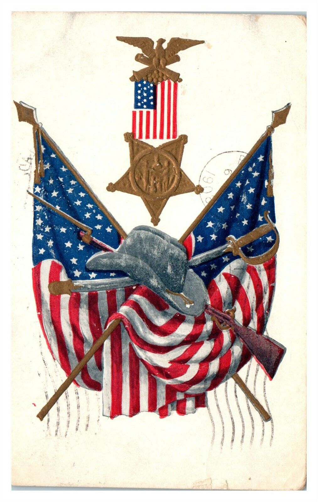 GAR Grand Army of the Republic Civil War Veterans Sabre, Rifle & Flags ...