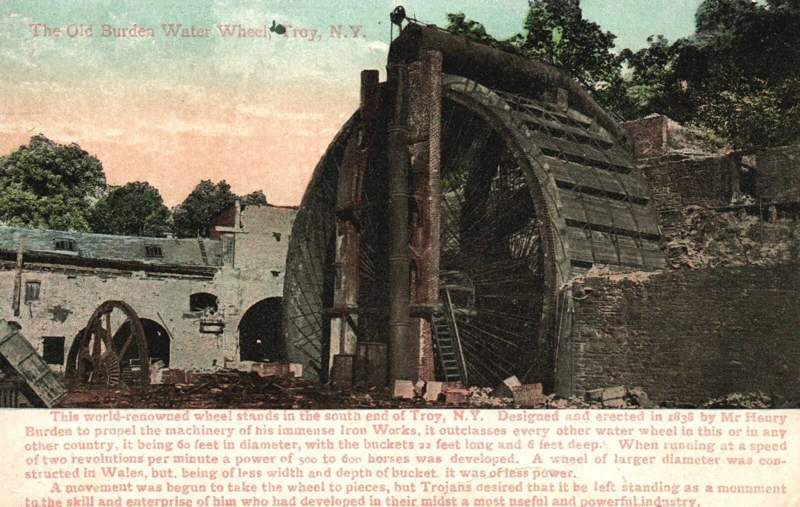 Vintage Postcard 1909 Old Burden Water Wheel By Mr. Henry Burden Troy ...