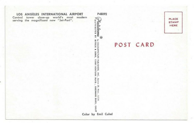 Postcard CA Los Angeles International Airport Control Tower | United ...